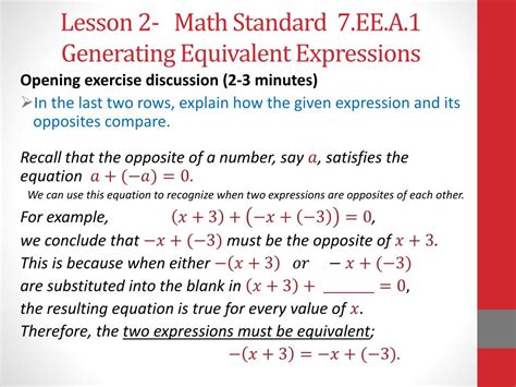 Ppt Use Properties Of Operations To Generate Equivalent Expression