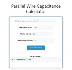 Parallel Wire Capacitance Calculator Savvy Calculator