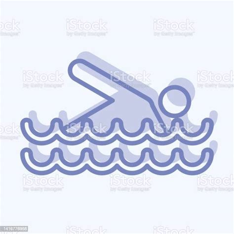 아이콘 수영 여름 상징에 적합합니다 두 가지 톤 스타일 편집 가능한 간단한 디자인 디자인 템플릿 벡터 간단한 그림 경계 표지에 대한 스톡 벡터 아트 및 기타 이미지 Istock