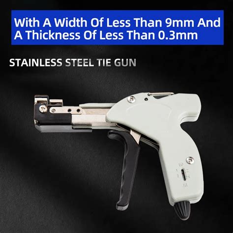 304 스테인레스 스틸 케이블 타이 건 자동 잠금 핸드 고정 도구 회색 금속 03 79mm 와이어 지퍼 장력 플라이어 포함