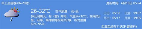 2021年6月10日深圳天气多云间晴天有阵雨气温26 32℃深圳之窗