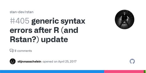 generic syntax errors after r and rstan update · issue 405 · stan
