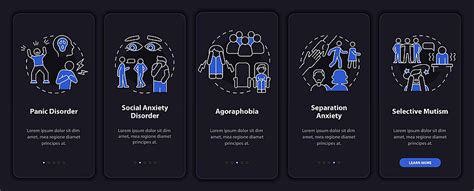 Anxiety Disorder Onboarding Mobile App Screen Set Instructions Mobile Slide Vector Instructions