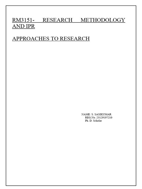 Approaches To Research Pdf Experiment Methodology