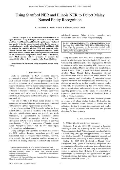 PDF Using Stanford NER And Illinois NER To Detect Malay Named Entity