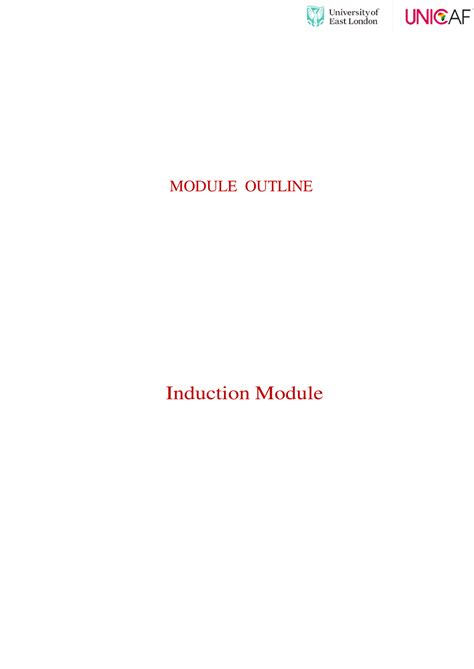 Module Outline Uel Module Outline Induction Module Contents