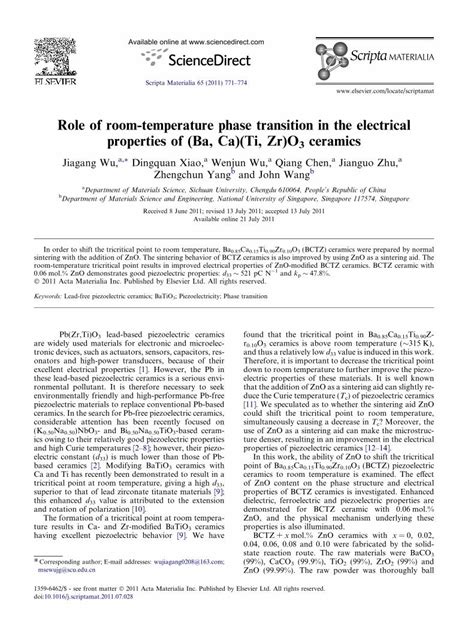 Pdf Role Of Room Temperature Phase Transition In The Electrical