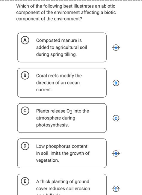 Solved Which Of The Following Best Illustrates An Abiotic Component Of The Environment