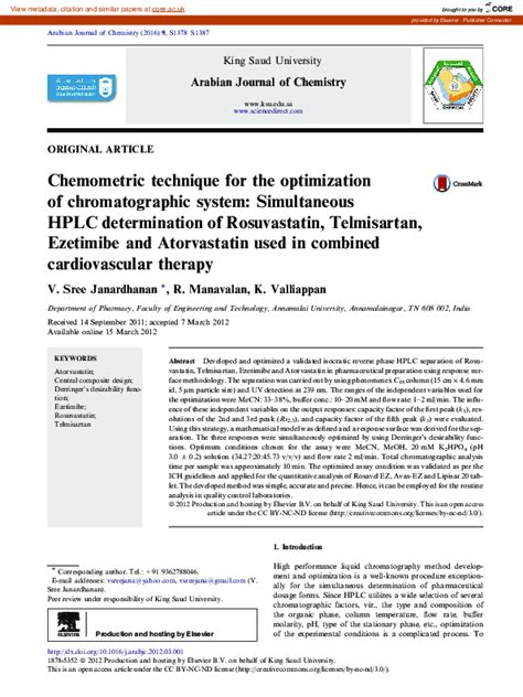 Pdf Chemometric Technique For The Optimization Of Chromatographic System Simultaneous Hplc