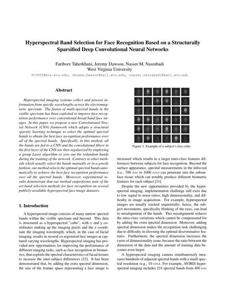 Pdf Hyperspectral Band Selection For Face Recognition Based On A Structurally Sparsified Deep
