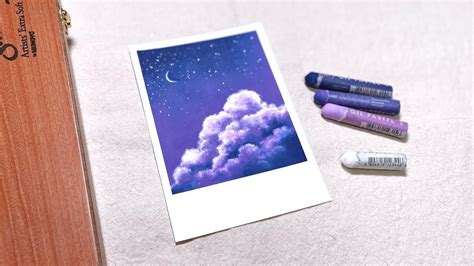 오일파스텔 4가지 색으로 밤하늘 구름 그리기☁️ Draw Clouds With 4 Oil Pastels For Beginner Youtube