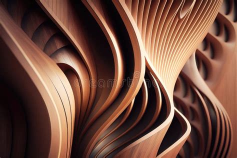 Abstract Of Wooden Pattern Twisted Shape Architecture Facade Details