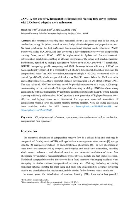 Pdf Janc A Cost Effective Differentiable Compressible Reacting Flow Solver Featured With Jax