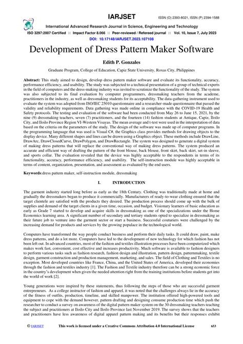 Pdf Development Of Dress Pattern Maker Software