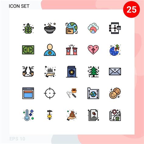 25 Thematic Vector Filled Line Flat Colors And Editable Symbols Of Coding Cloud Scince Gdpr Data