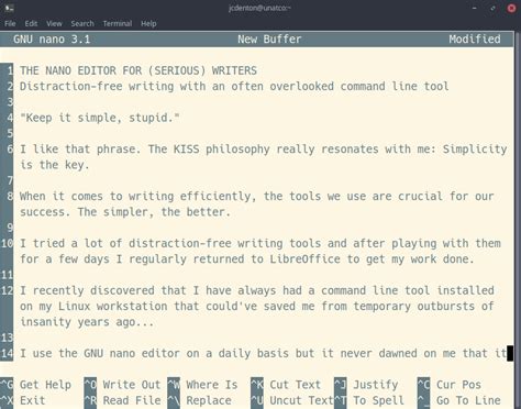 The Gnu Nano Editor For Serious Writers By Frederik Kreijmborg
