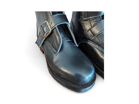 Thompson Black Leather Tanker Tall Boots Vintos