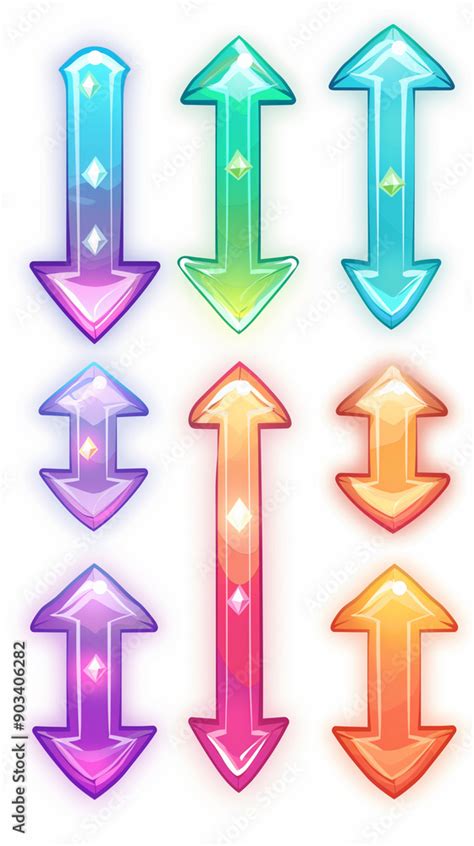 Seamless Arrow Button Sprite Sheet For Endless Runner Menu Game On White Background Stock