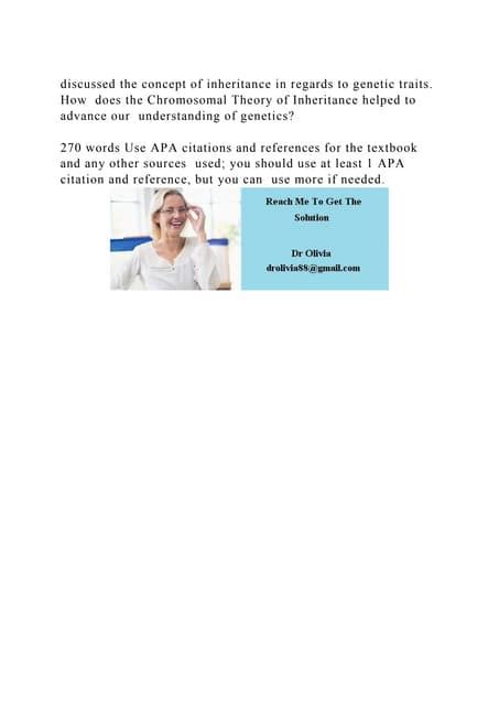 Discussed The Concept Of Inheritance In Regards To Genetic Traits Hdocx