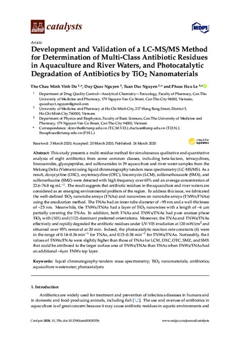Pdf Development And Validation Of A Lc Msms Method For Determination Of Multi Class
