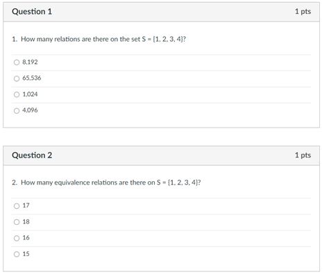 Solved Question 1 1 Pts 1 How Many Relations Are There On Chegg Com