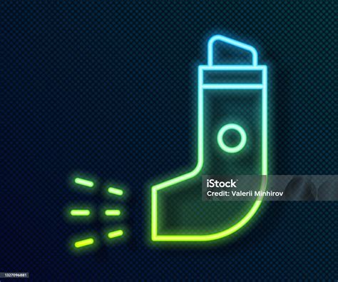 검은 배경에 고립 된 빛나는 네온 라인 흡입기 아이콘 기침 완화 흡입 알레르기 환자 호흡기 벡터 건강 진단에 대한 스톡 벡터 아트 및 기타 이미지 Istock