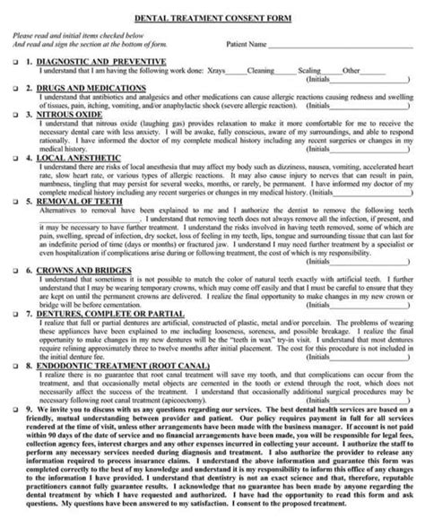 18 Free Dental Patient Consent Forms Word Pdf
