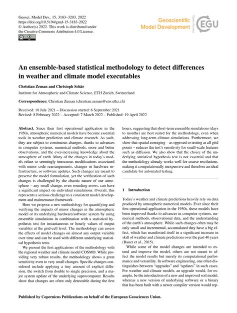 PDF An Ensemble Based Statistical Methodology To Detect Differences In Weather And Climate