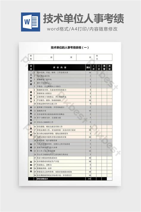 Word Document Of Personnel Performance Appraisal Form Technical Unit Word DOC Free Download