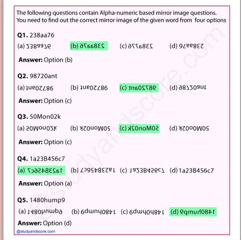 Maths Olympiad Class 4 Mirror Image Enjoy Physics