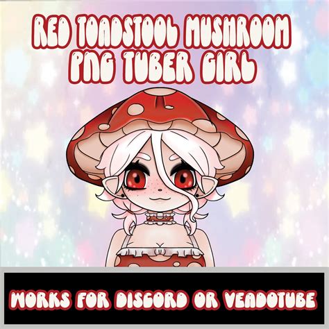 Red Toadstool Mushroom Girl Luna Chibi Premade Png Tuber Veadotube Discord Twitch Etsy