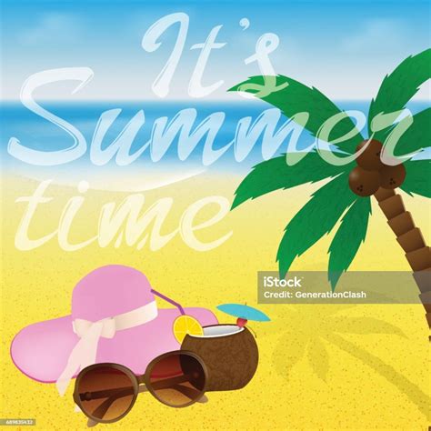 선글라스 칵테일 불가사리와 모자 해변 글자와 여름 인사말 카드 디자인입니다 웹 배너 관광 사이트입니다 계절에 대한 스톡 벡터 아트 및 기타 이미지 Istock