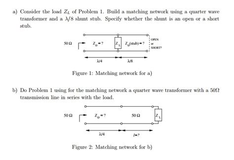 solved 2 20 a design a single stub matching system see