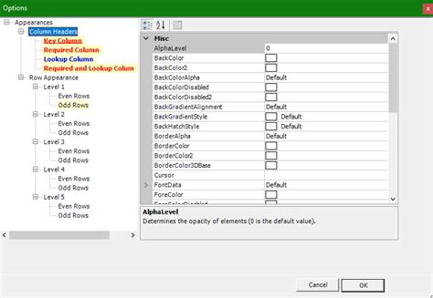 Grid Display Options