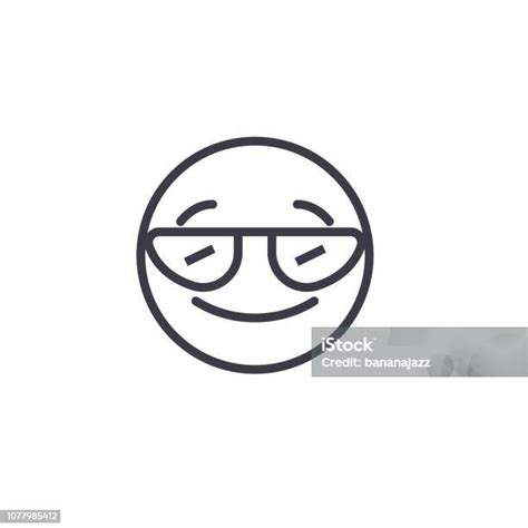 웃는 이모티콘과 선글라스 개념 선 편집 가능한 벡터 개념 아이콘입니다 웃는 이모티콘과 선글라스 개념 선형 감정 그림 3차원