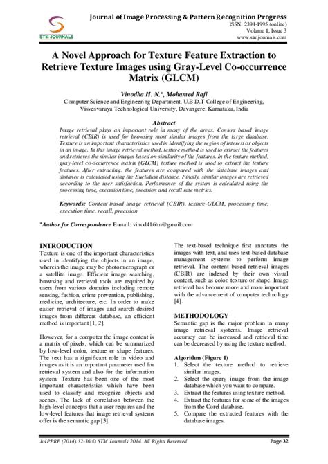 Pdf A Novel Approach For Texture Feature Extraction To Retrieve