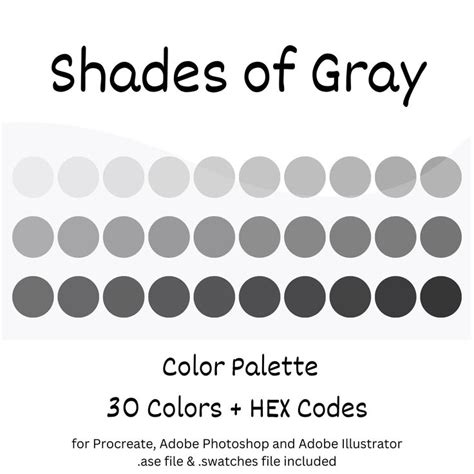 Shades Of Gray Digital Color Palette Ipad Procreate Adobe Photoshop