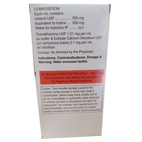 Contrapaque Liquid 350mg Iohexol Injection Usp Packaging Size 100 Ml