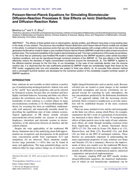 Poisson Nernst Planck Equations For Simulating Biomolecular