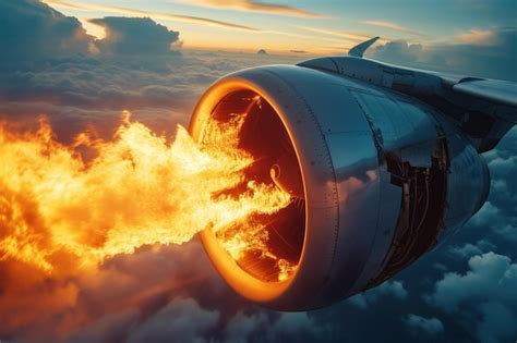 Premium Photo A Problem With The Aircraft Engine Caused Fire To Occur