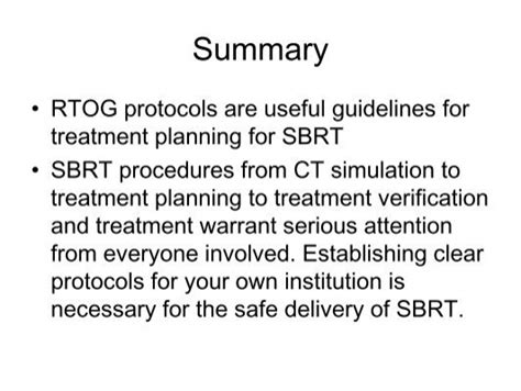 Summary • Rtog Protocol