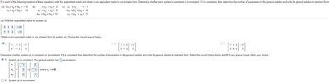Solved For Each Of The Following Systems Of Linear Equations