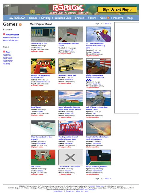 Roblox In 2007 Web Design Museum