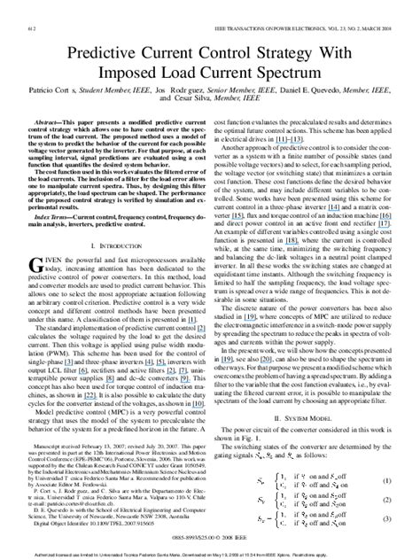 Pdf Predictive Current Control Strategy With Imposed Load Current