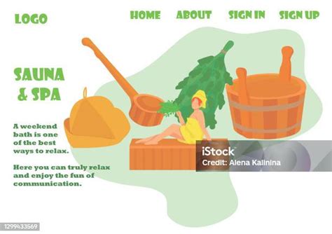 Halaman Arahan Untuk Kompleks Pemandian Sauna Dan Halaman Web Spa Ilustrasi Stok Unduh Gambar
