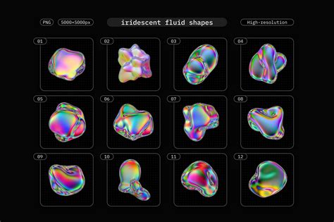 Iridescent Fluid 3d Shapes Collection Filtergrade