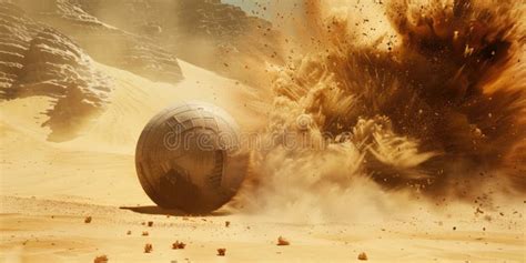 a spaceship crashes on a desert planet causing an explosion leading