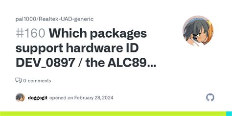 Which Packages Support Hardware Id Dev0897 The Alc897 Codec · Issue