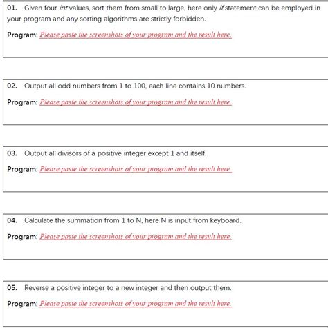 Solved 01 Given Four Int Values Sort Them From Small To