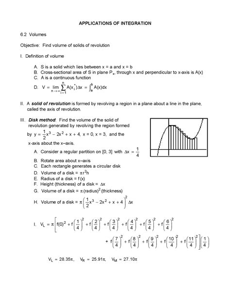 Applications Of Integration Calculus Ii Lecture Notes Math 1920